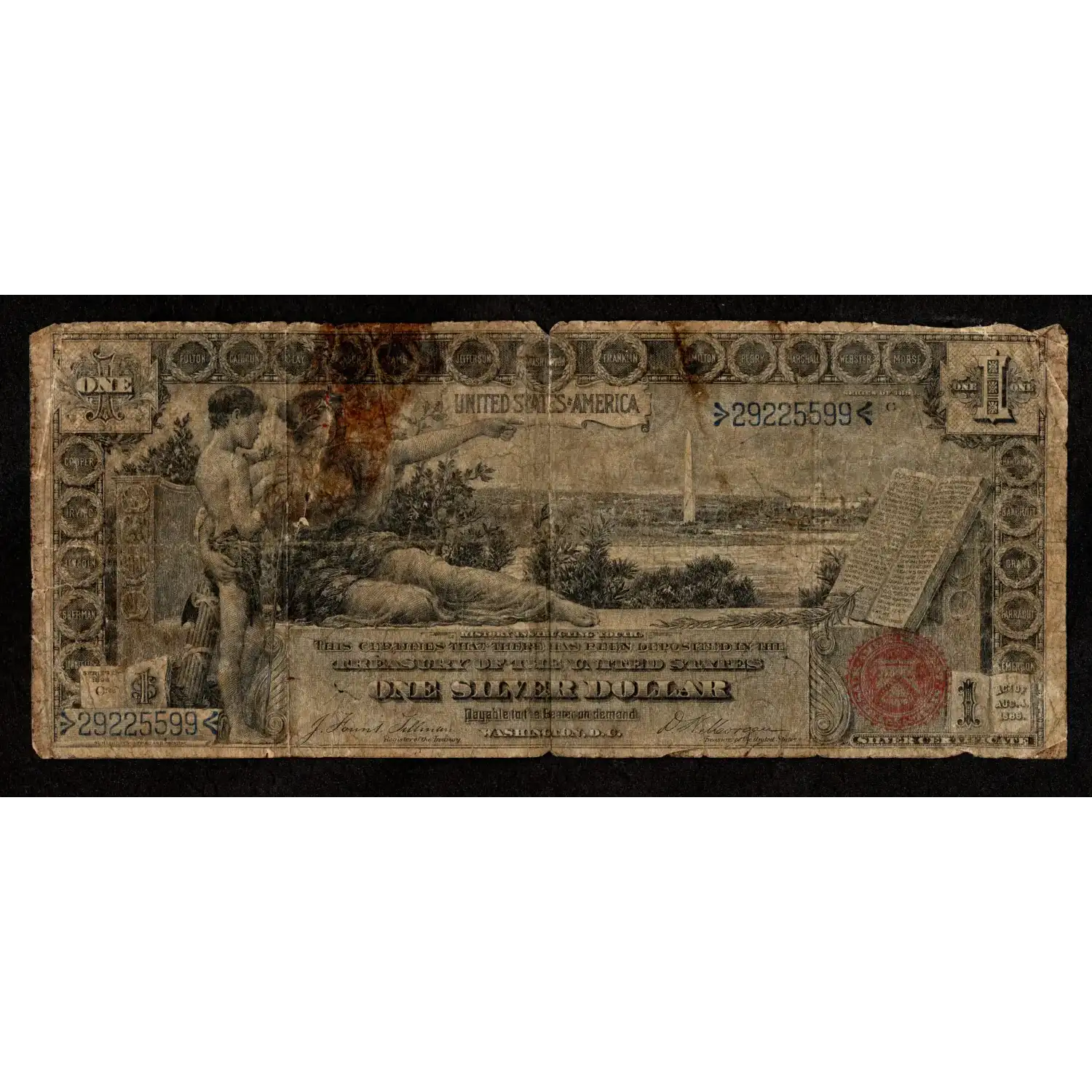 $1 1896 Small Red with rays Silver Certificates 224 - Executive Currency