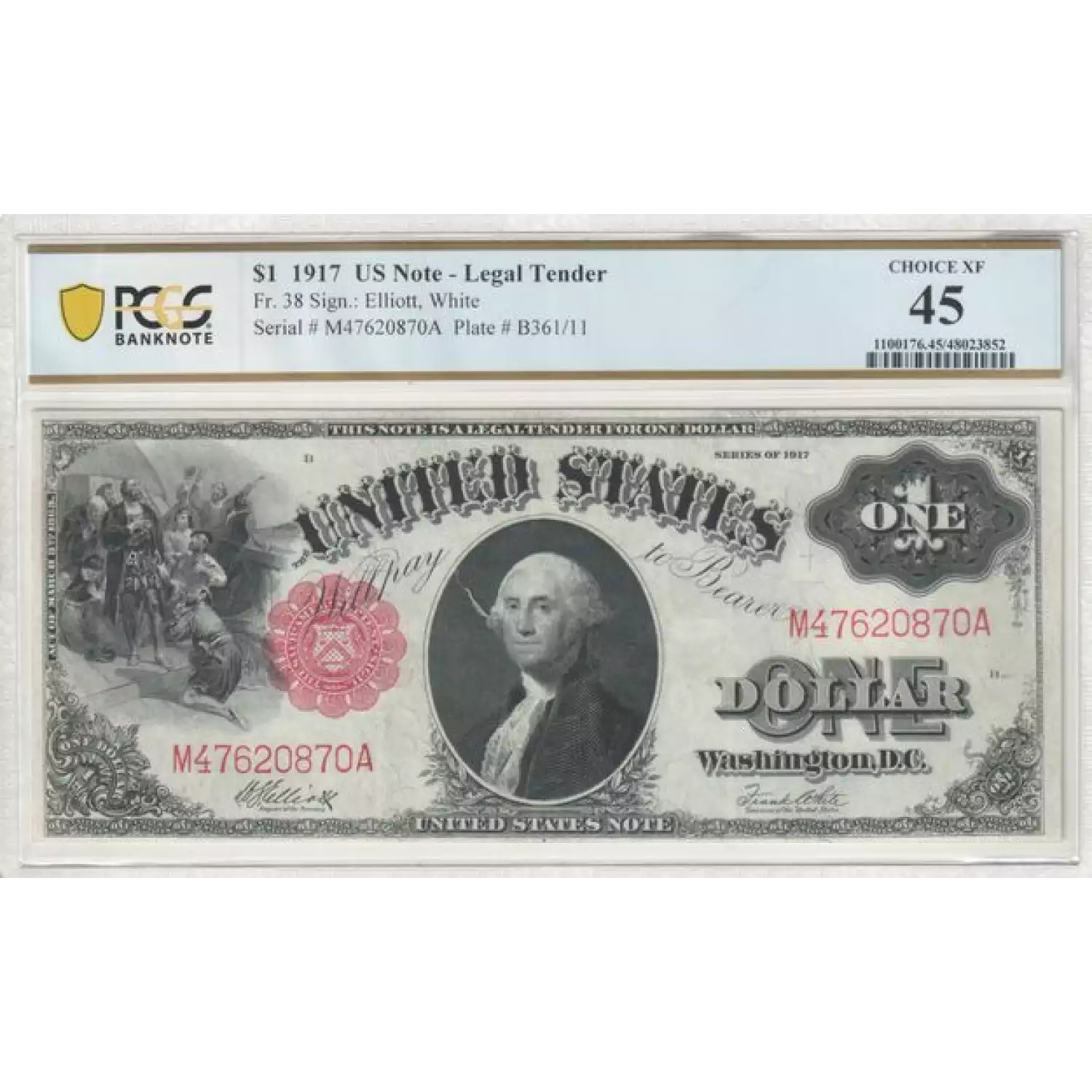 $1 1917 Small Red, scalloped Legal Tender Issues 38 - Executive Currency