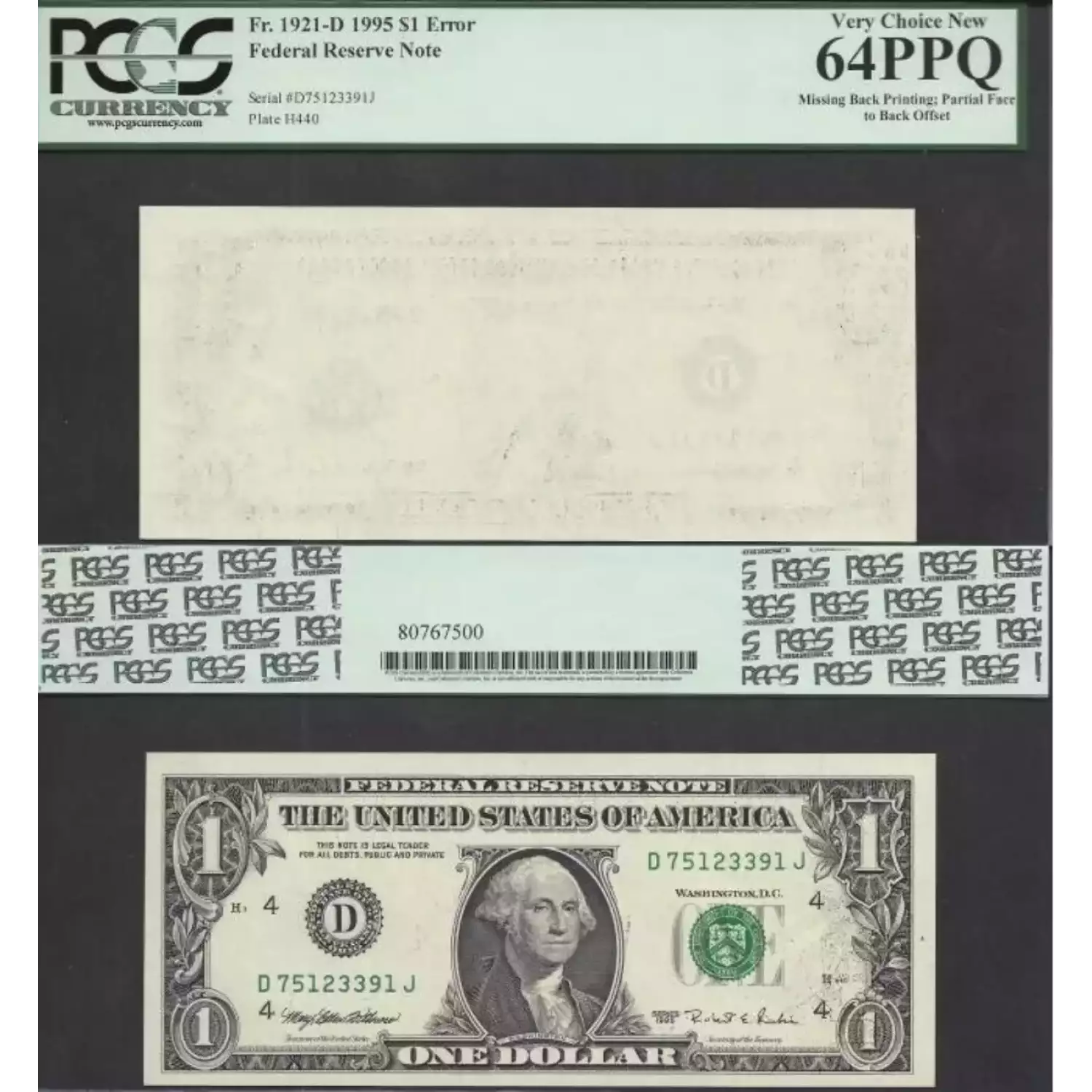 $1 1995 Green seal. Small Size $1 Federal Reserve Notes 1921-D ...