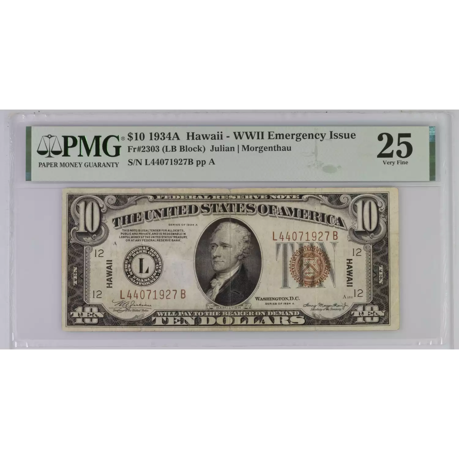 $10 1934-A brown seal Emergency Notes Issued During WW2 2303 ...