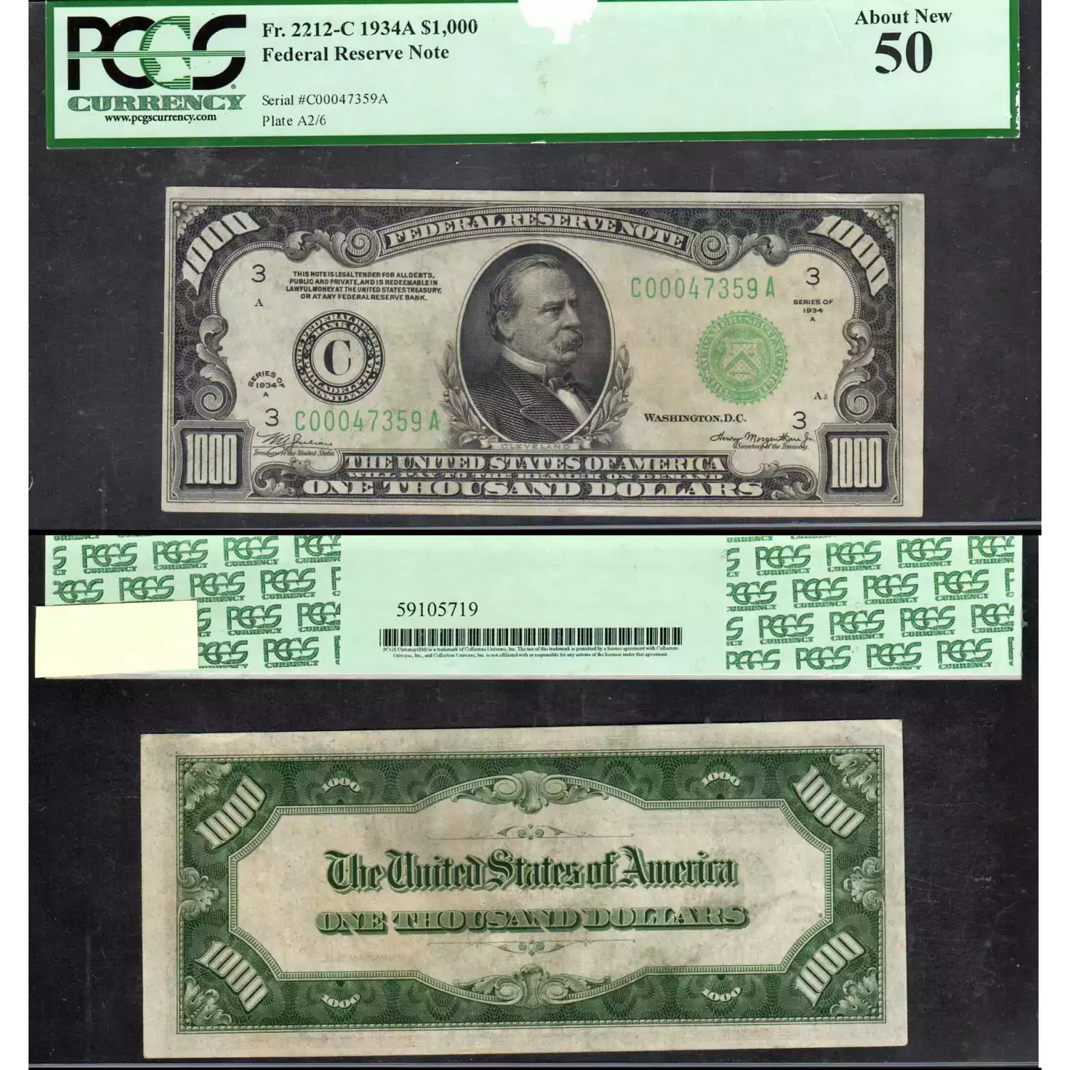 $1,000 1934-A. High Denomination Notes 2212-C - Executive Currency