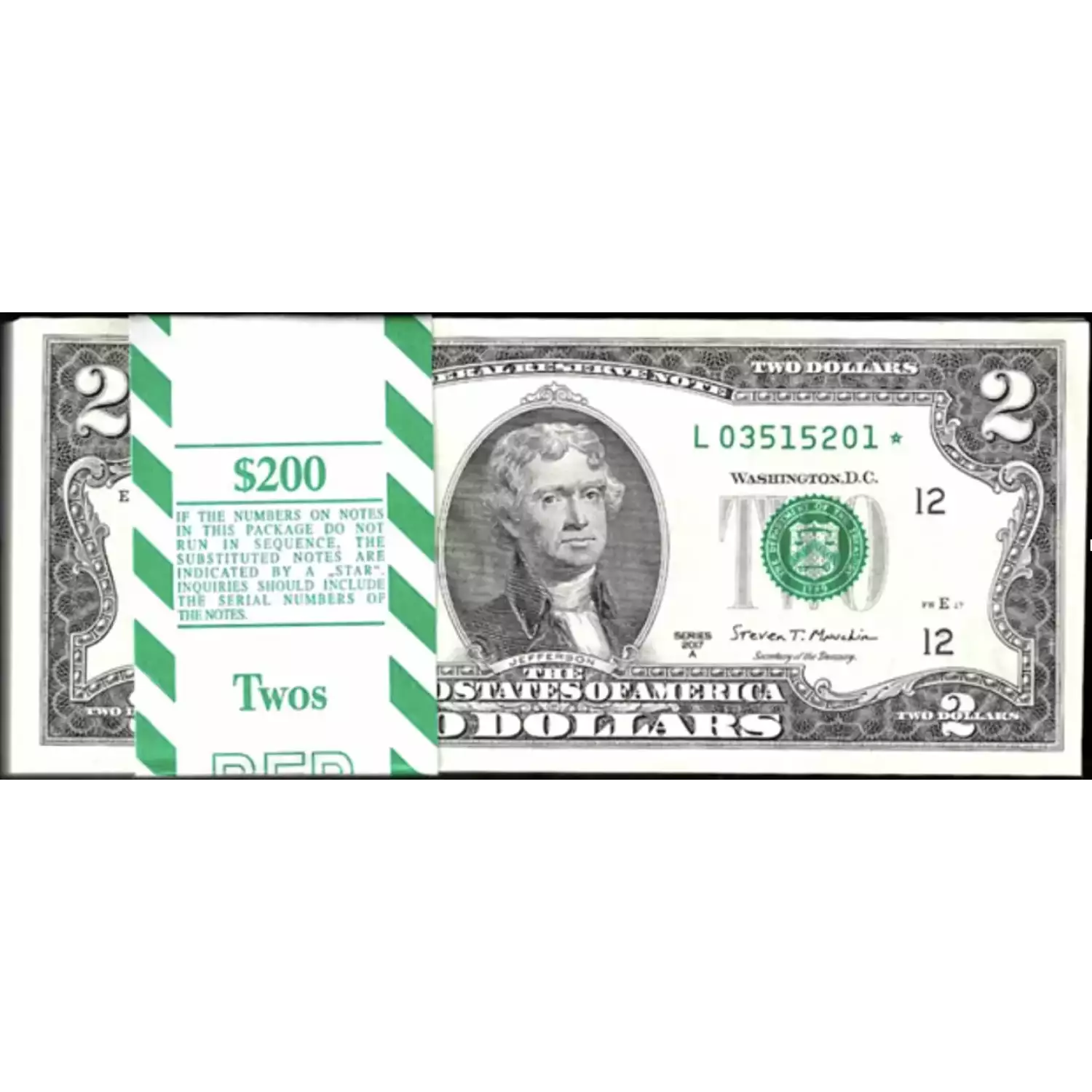 $2 2017-A STAR PACK 100 CONSECUTIVE STAR REPLACEMENT NOTES GEM ...