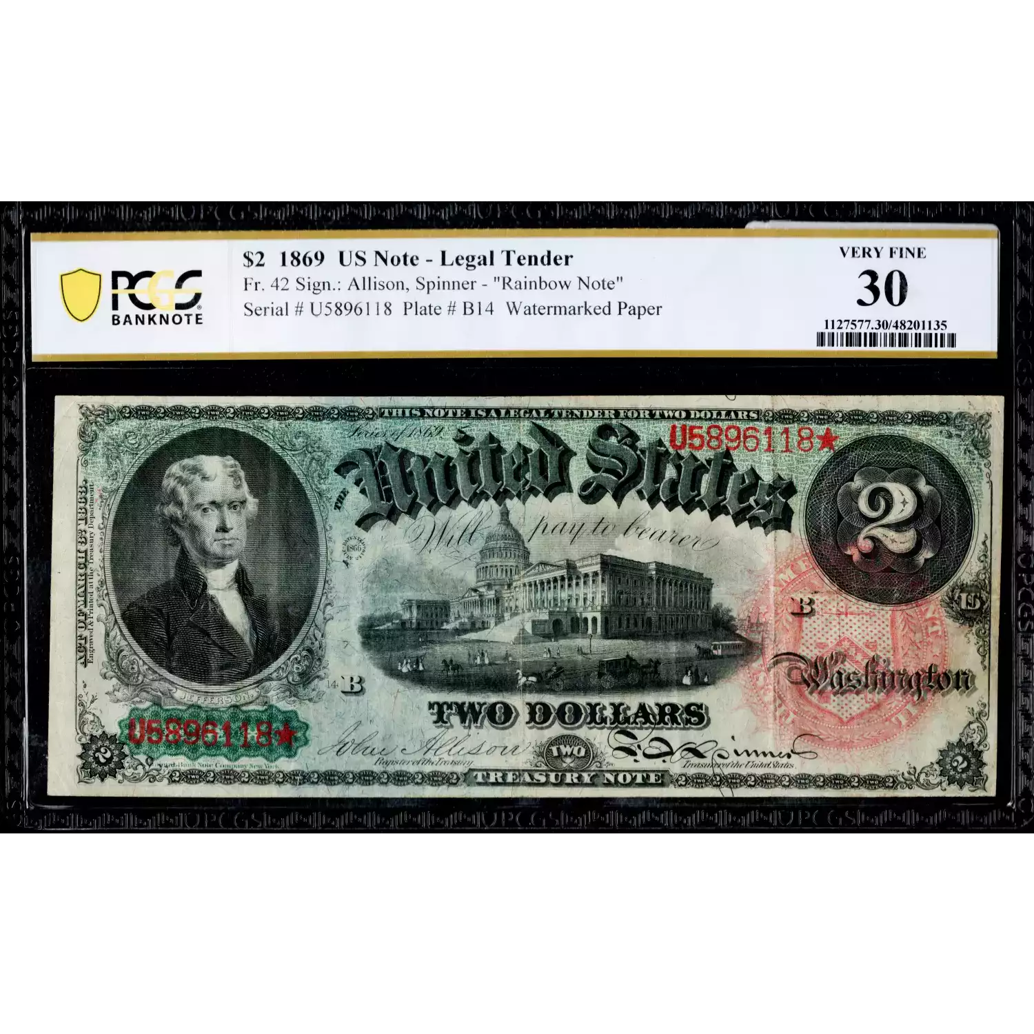 $2 Large Red Legal Tender Issues 42 - Executive Currency