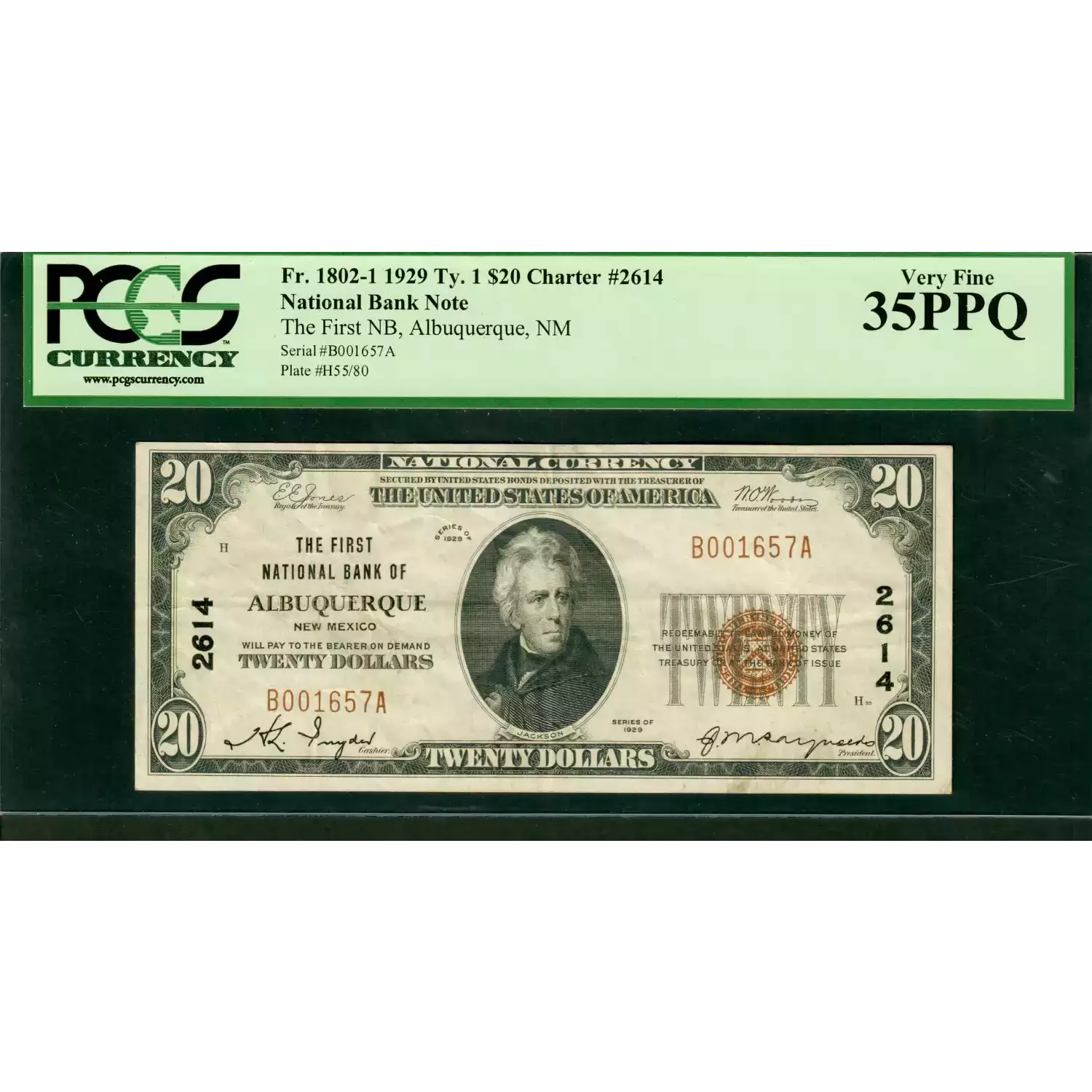 $20 1929 small brown seal. Small National Bank Notes 1802-1 - Executive ...