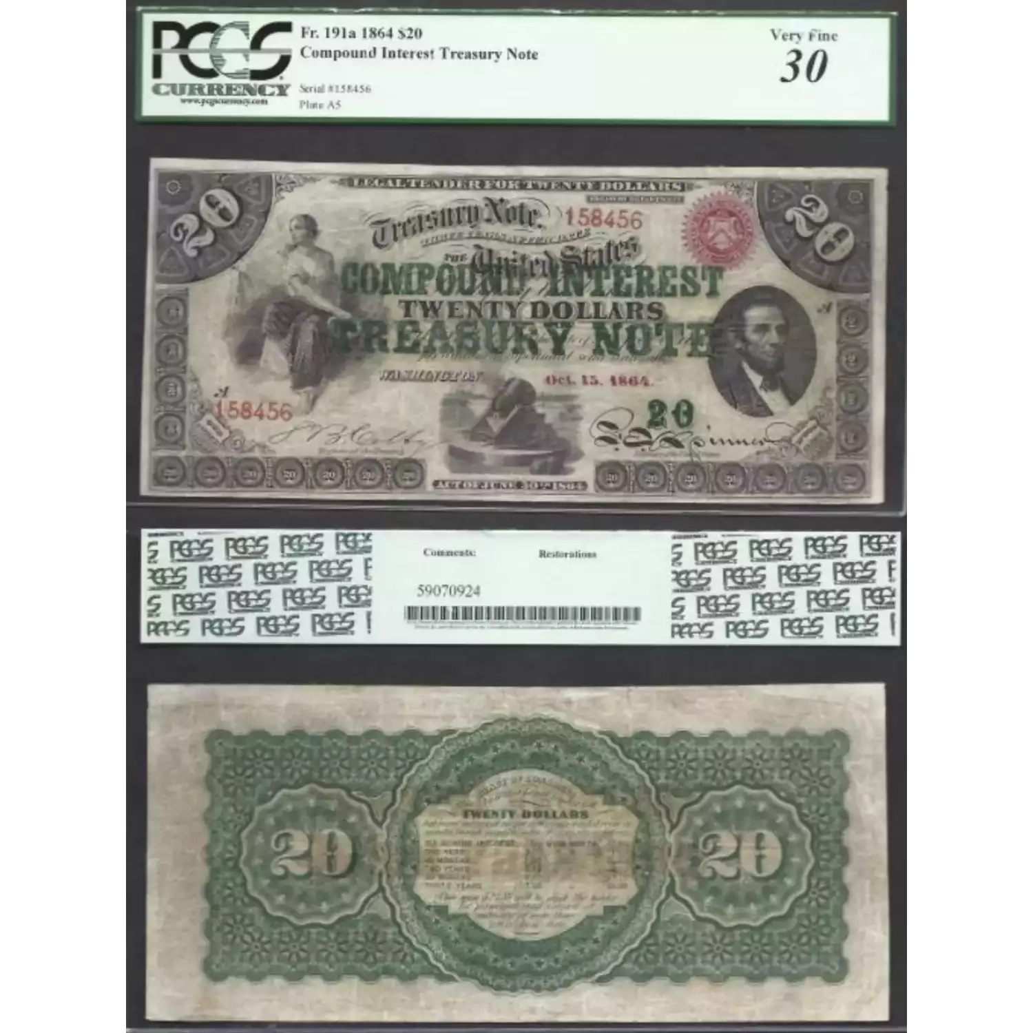 $20 Red Treasury seal Compound Interest Treasury Notes 191a - Executive ...